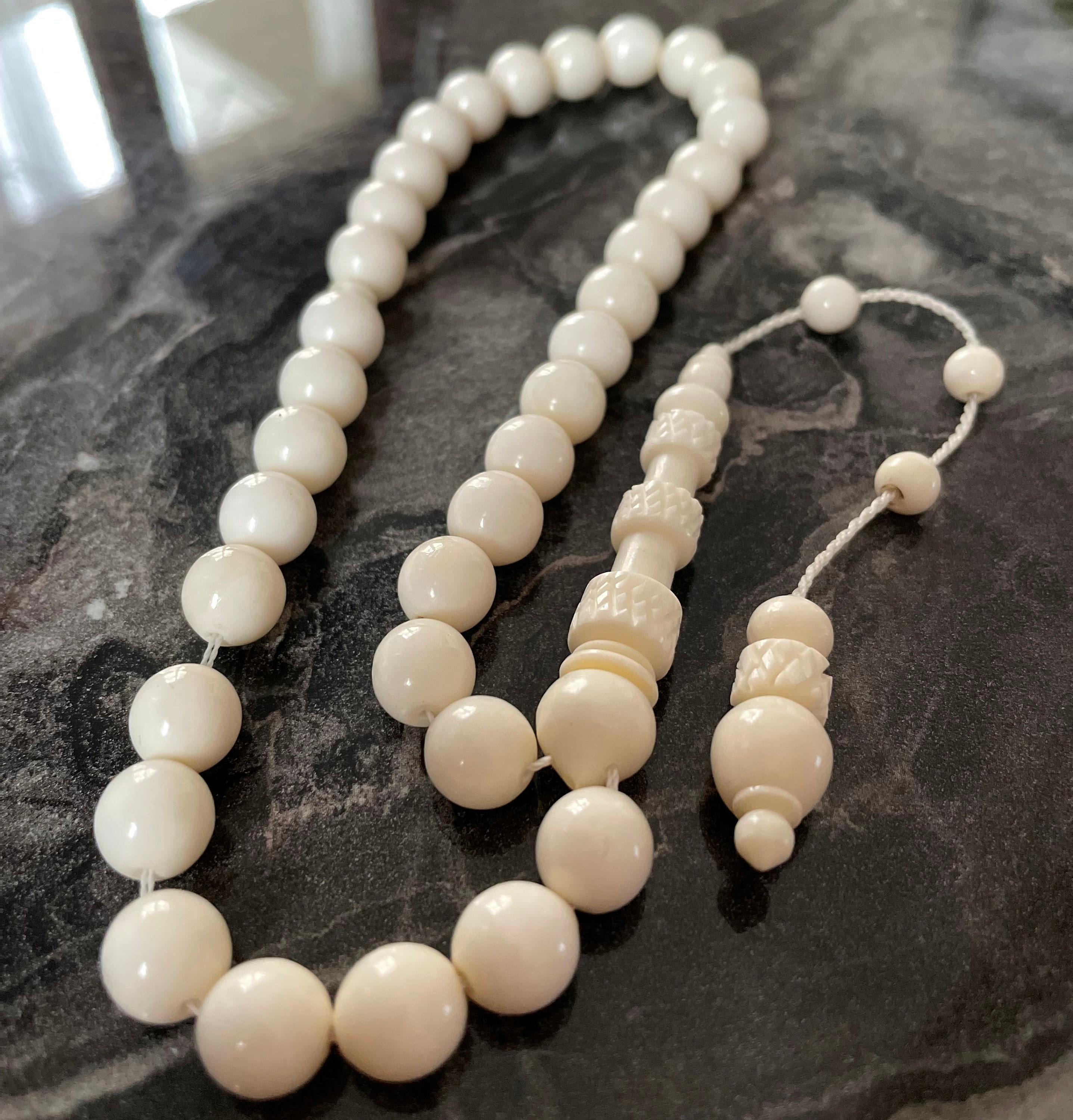 Real Camel Bone Islamic Prayer Beads Tasbih - 33 Beads Misbaha Tasbeeh ...