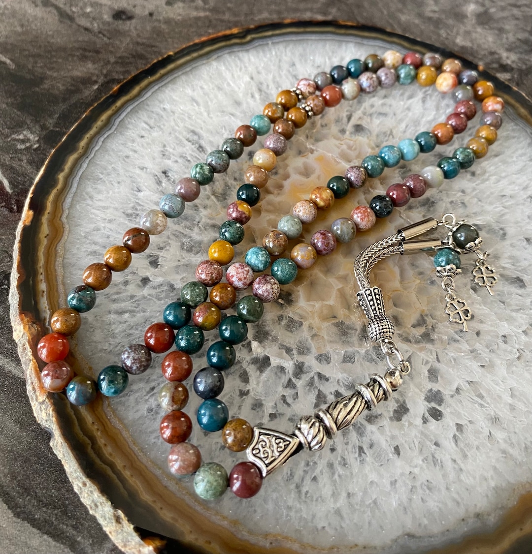 REAL Jasper Stone, Islamic Prayer Beads, Natural Stone, 99 Beads ...