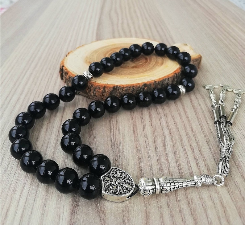 REAL Black Onyx Islamic Prayer 33 Beads, Tasbih, Tesbih, Misbaha ...