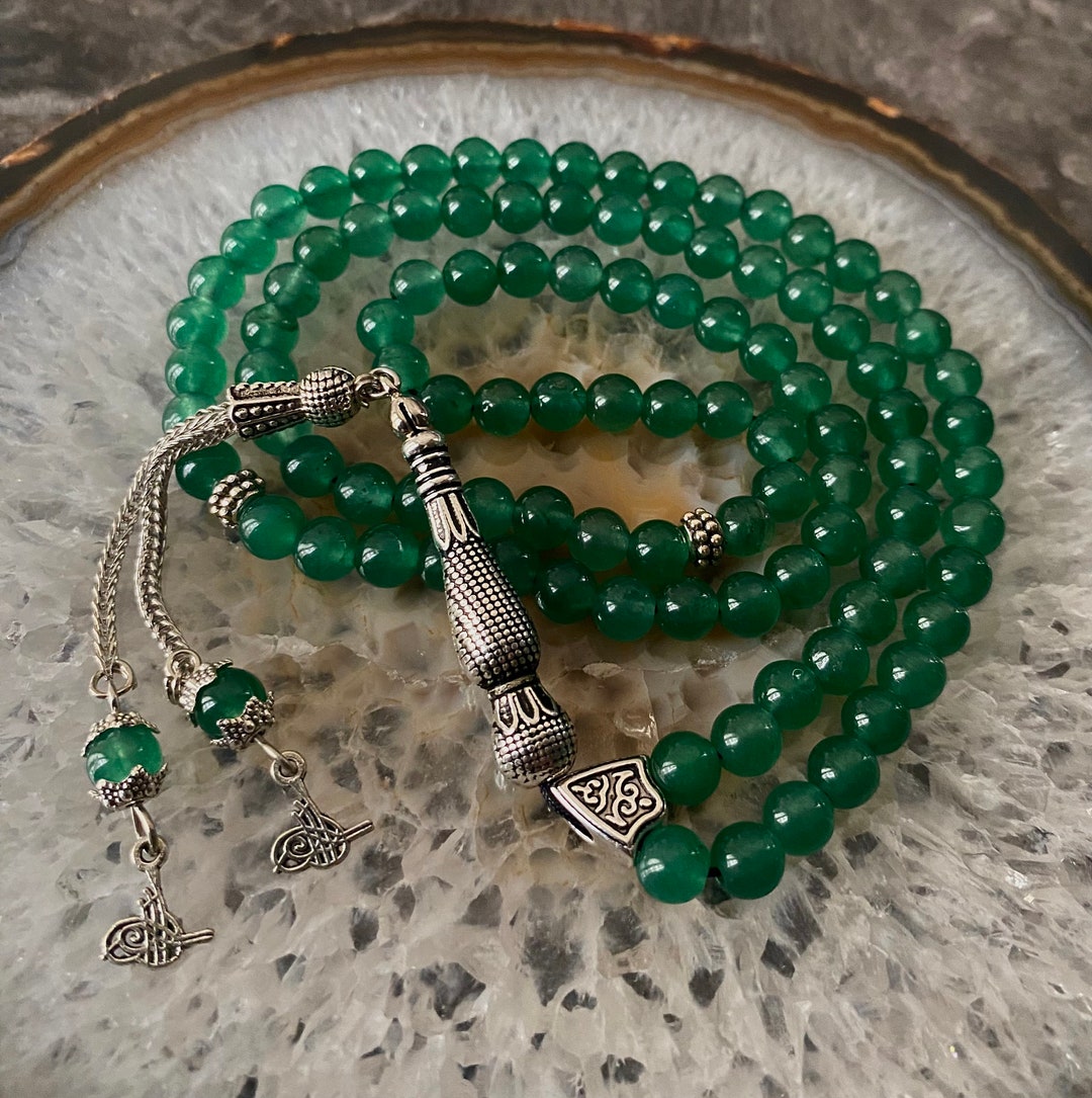 Aventurine Islamic Prayer 99 Beads | Natural Stone Tasbih Misbaha ...
