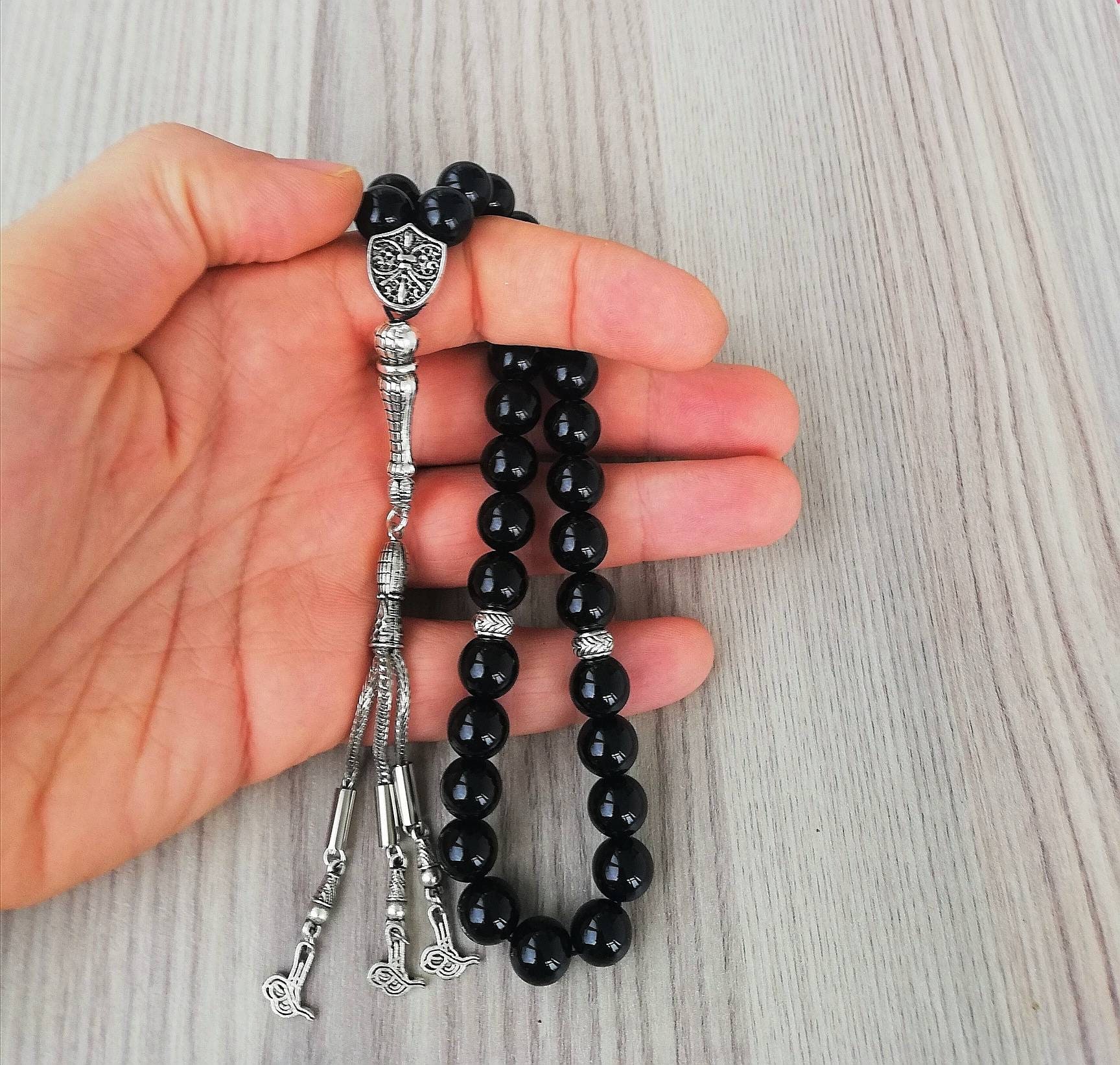 REAL Black Onyx Islamic Prayer 33 Beads, Tasbih, Tesbih, Misbaha ...
