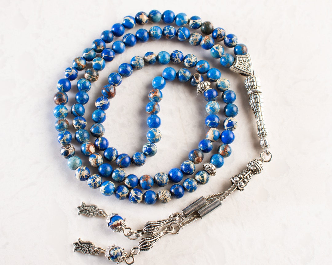 Blue Variscite Tasbih 99 Beads | Natural Stone Islamic Prayer Beads ...