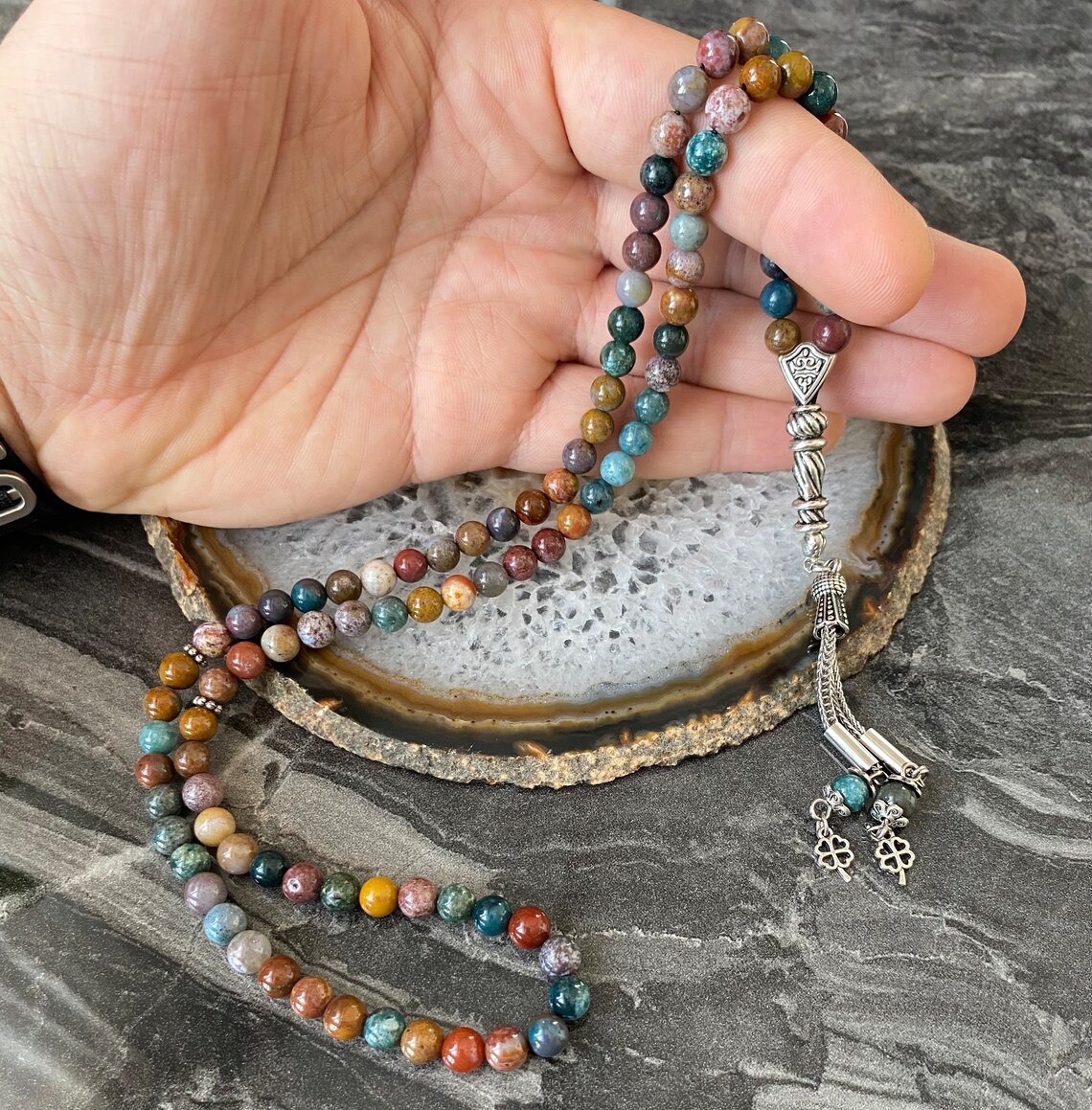 REAL Jasper Stone, Islamic Prayer Beads, Natural Stone, 99 Beads ...