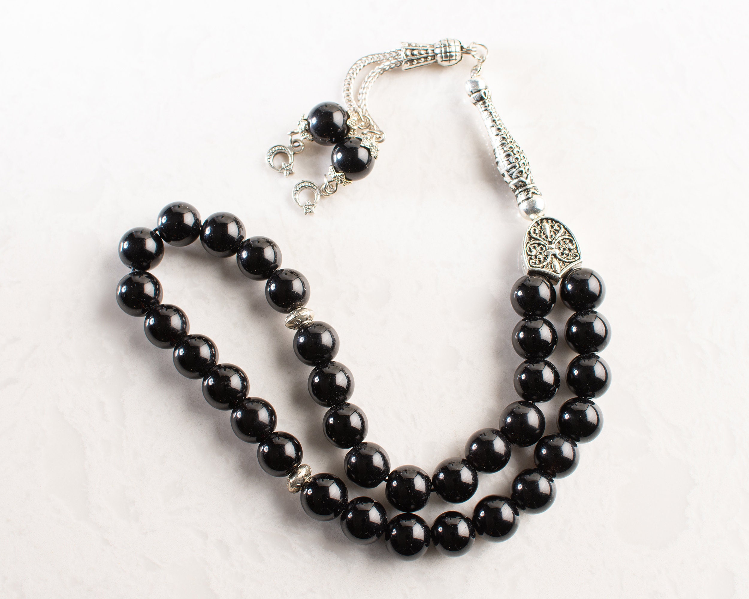 REAL Black Onyx Islamic Prayer 33 Beads, Tasbih, Tesbih, Misbaha ...
