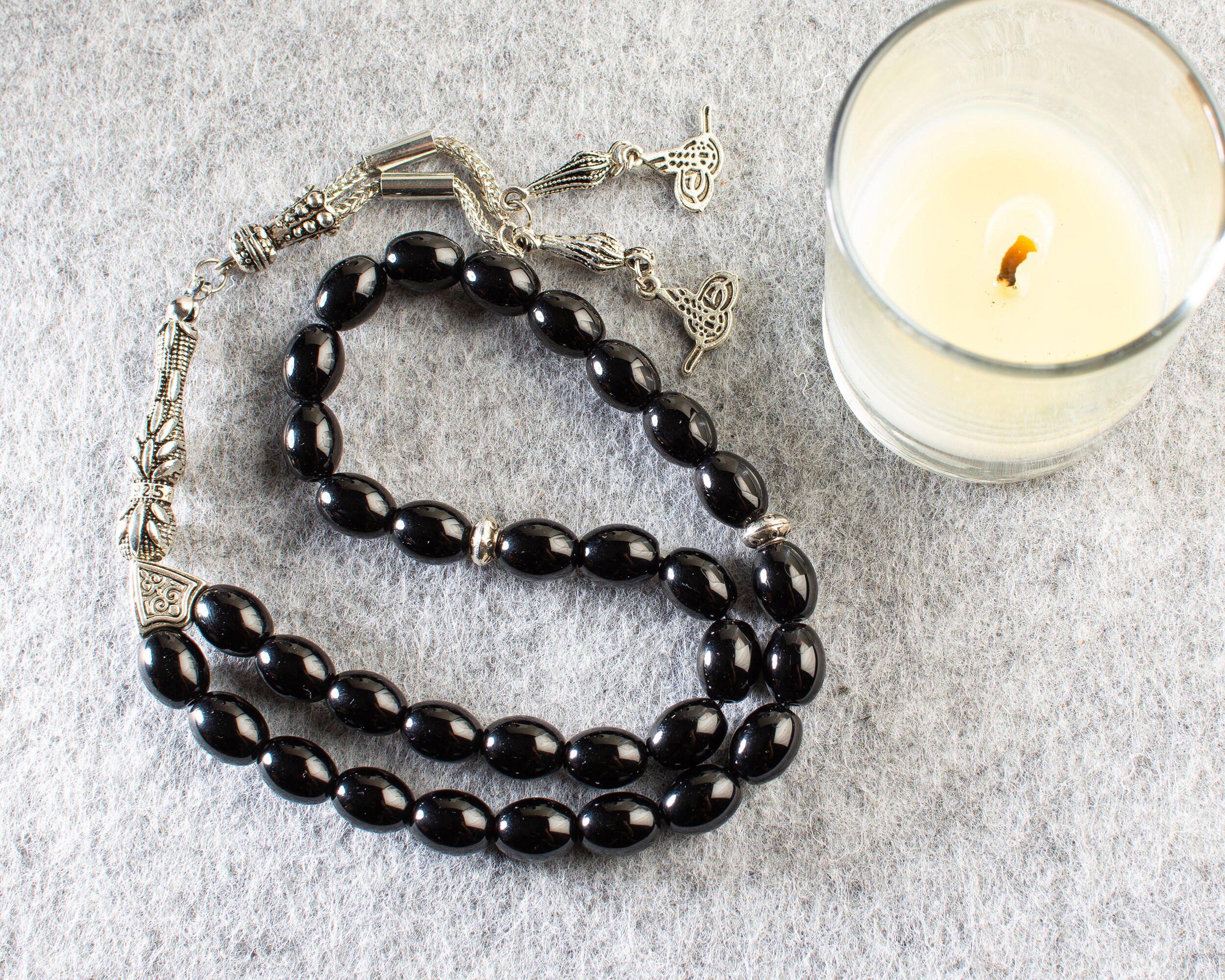 REAL Black Onyx Islamic Prayer 33 Beads, Tasbih, Tesbih REAL Black Onyx Islamic Prayer 33 Beads, Tasbih, Tesbih