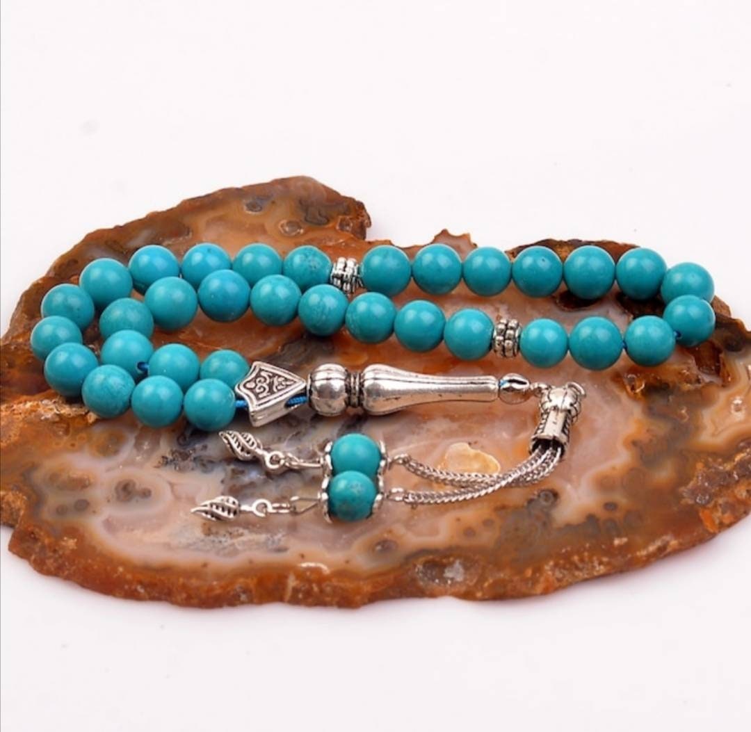 REAL Turquoise Firuze Fairuz Islamic Prayer Beads 33 Beads | Etsy