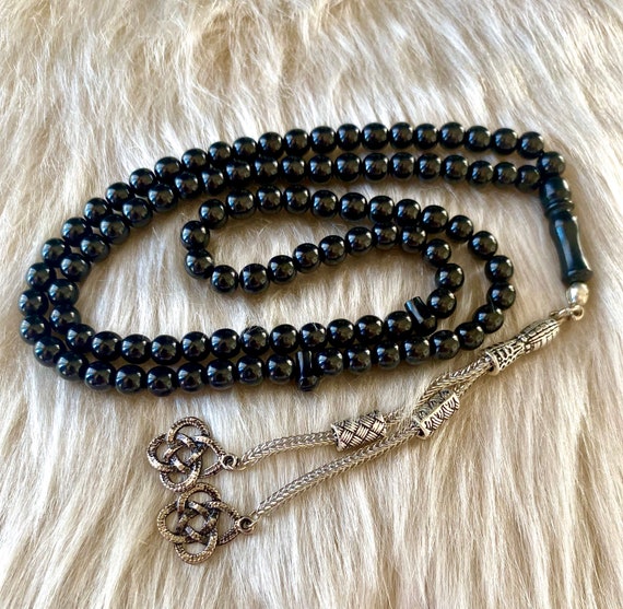 REAL Georgia Oltu Stone Islamic Prayer Beads Natural Stone 99 - Etsy