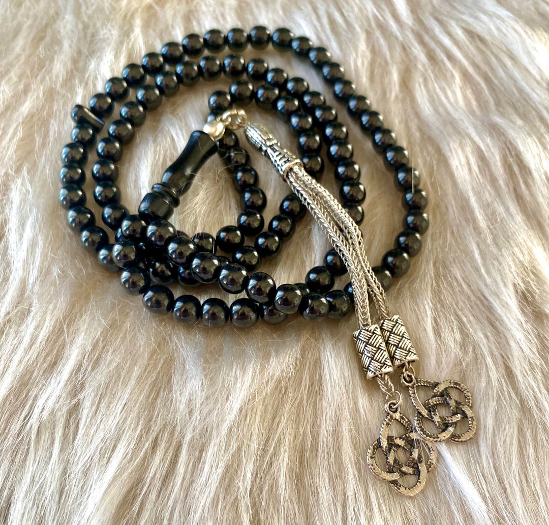 REAL Georgia Oltu Stone Islamic Prayer Beads, Natural Stone 99 Beads ...