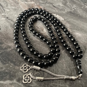 REAL Georgia Oltu Stone Islamic Prayer Beads, Natural Stone 99 Beads ...