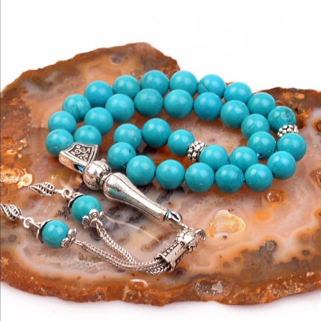 REAL Turquoise Firuze Fairuz Islamic Prayer Beads 33 Beads | Etsy