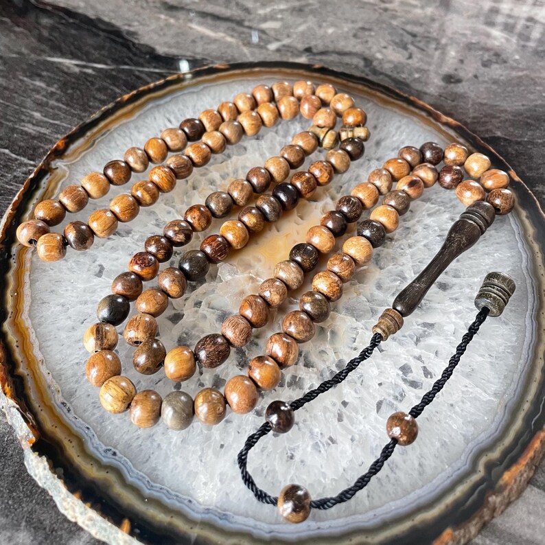 REAL Oud Tree Islamic Prayer 99 Beads, Tasbih 99, Eid Gift Misbaha ...