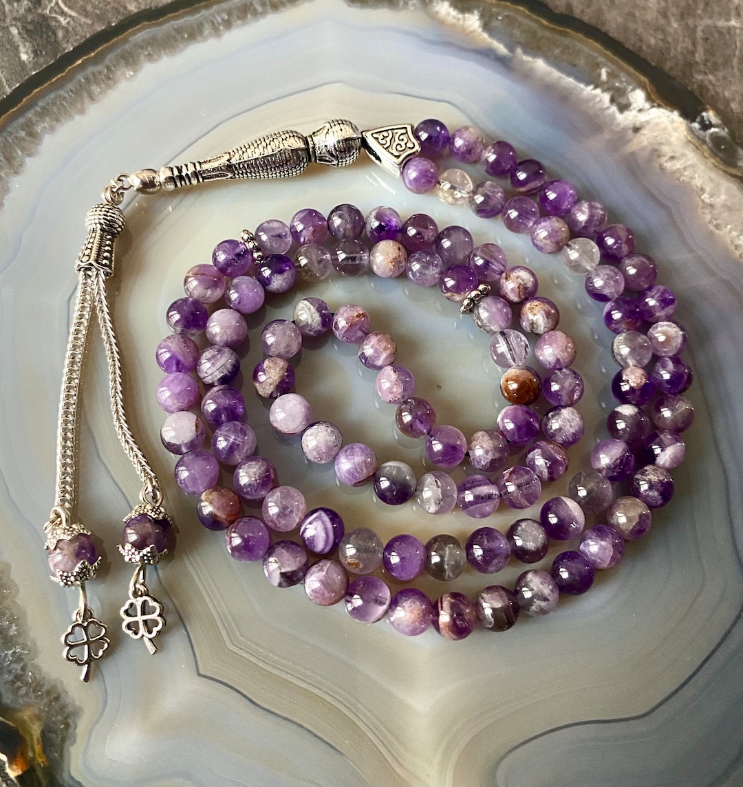 Amethyst Genuine Islamic Prayer 99 Beads, Natural Stone Tasbih 8mm ...