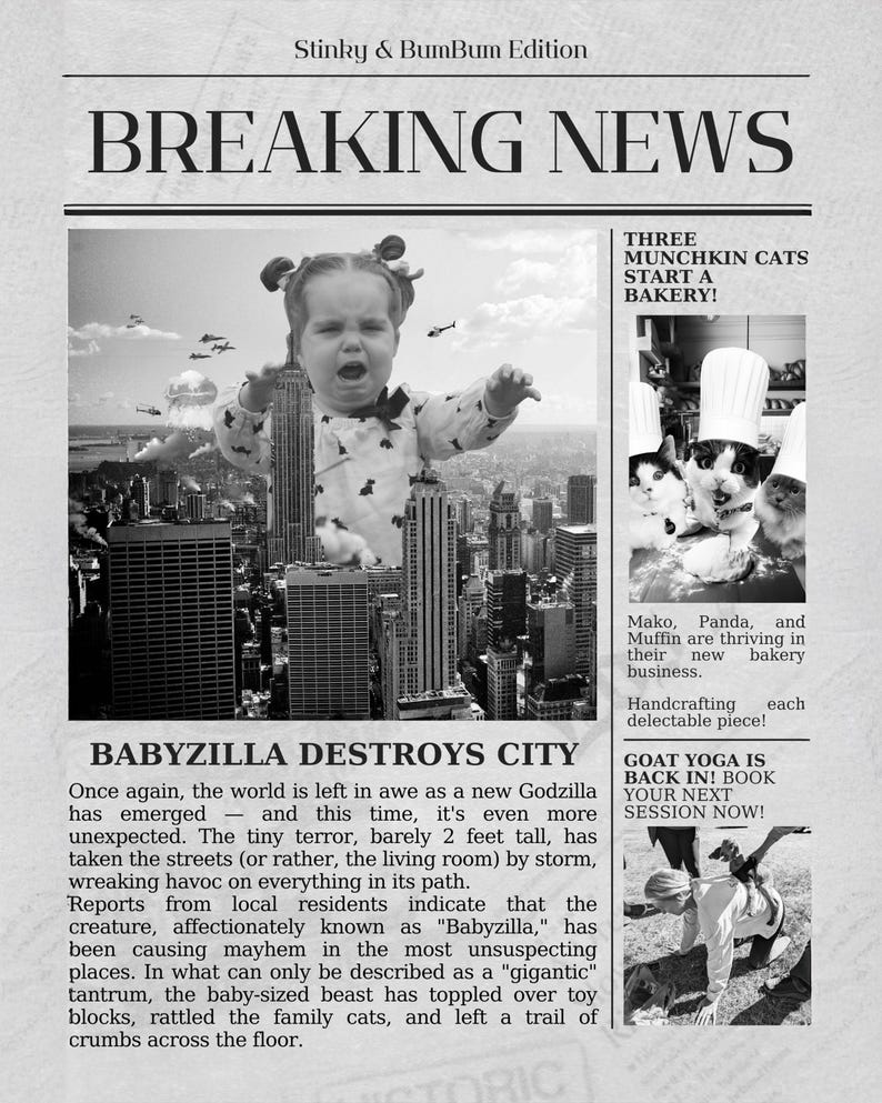 Custom Front Newspaper Page With Custom Articles | Printed and Framed ...