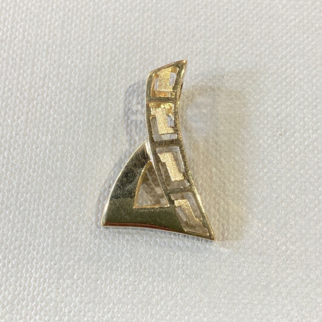 14K Solid Yellow Gold Attractive Greek Key Pendant With Hidden Bail ...