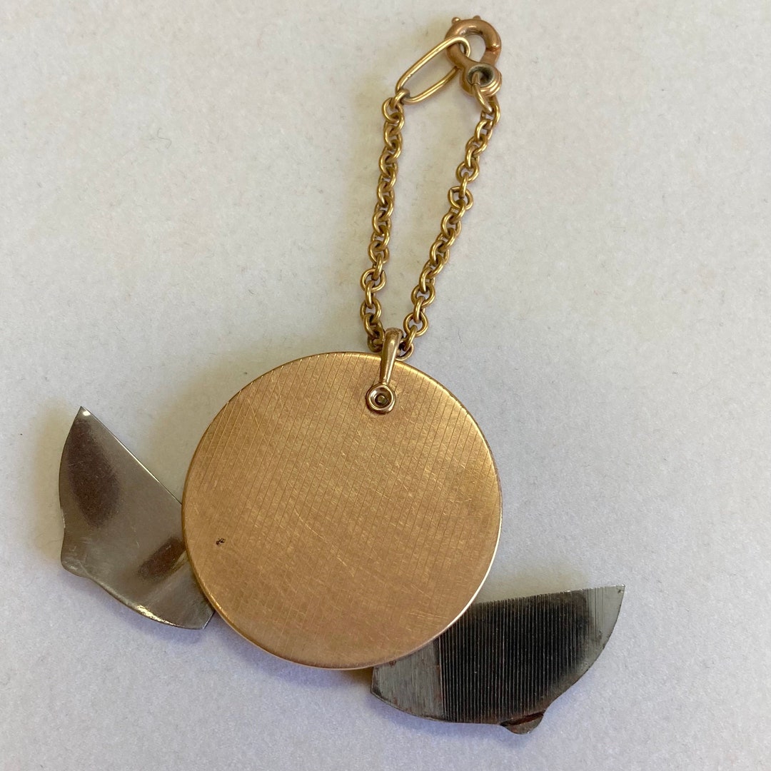 Antique Gold Filled Pocket Watch Fob: Stainless Dual File Blades, 1930s ...