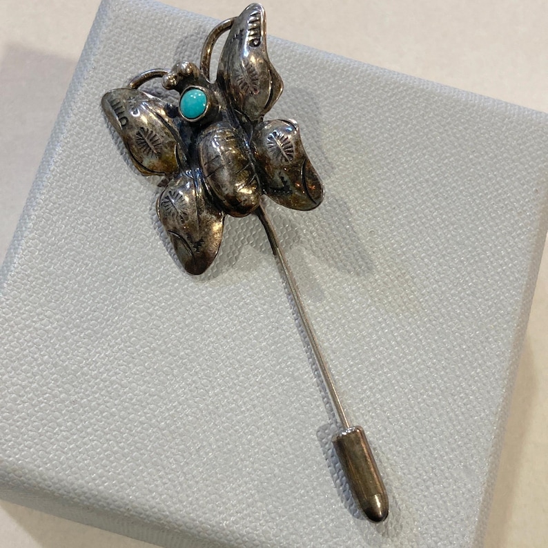 Old Pawn Navajo Signed HP (conjoined) Button Turquoise Butterfly ...