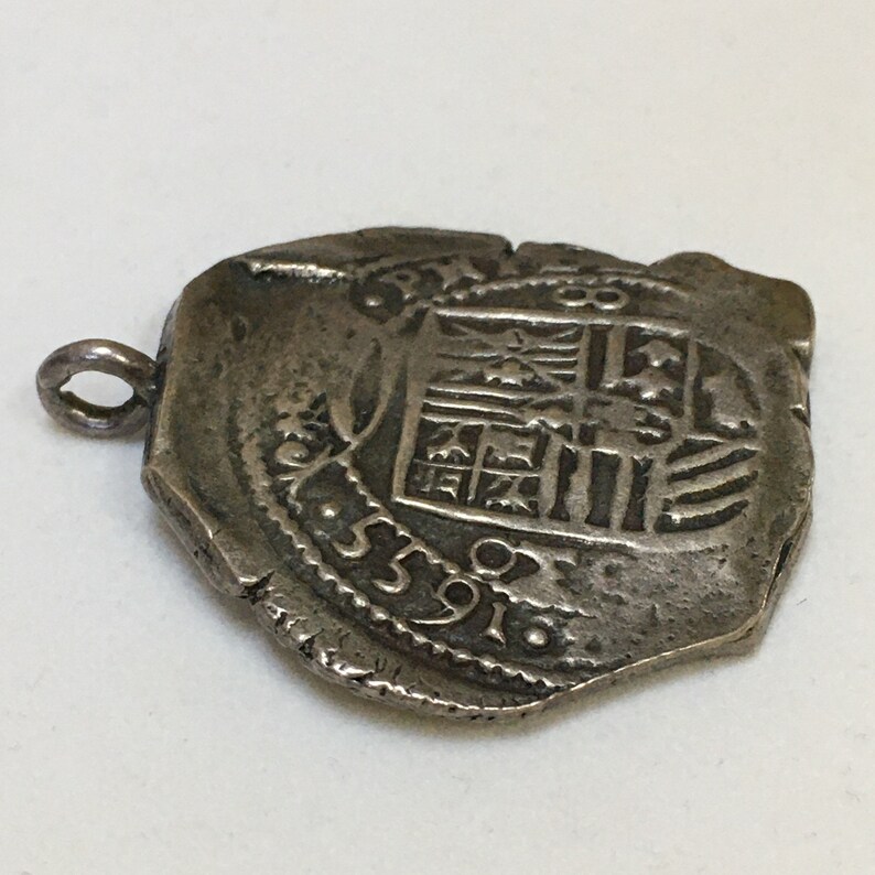 8 Reales Silver Cob Pendant Made From Silver Recovered From - Etsy