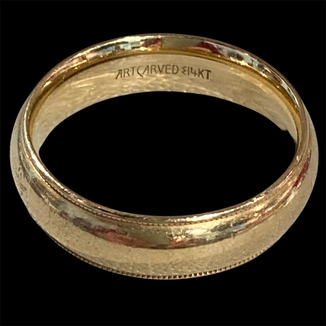 Artcarved Vintage 14K Yellow Gold Men's Band Ring, Miligrain Edge, Size ...