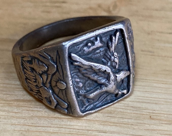 Majestic Eagle Signet Ring Sterling Silver Size 9.5 Vintage - Etsy