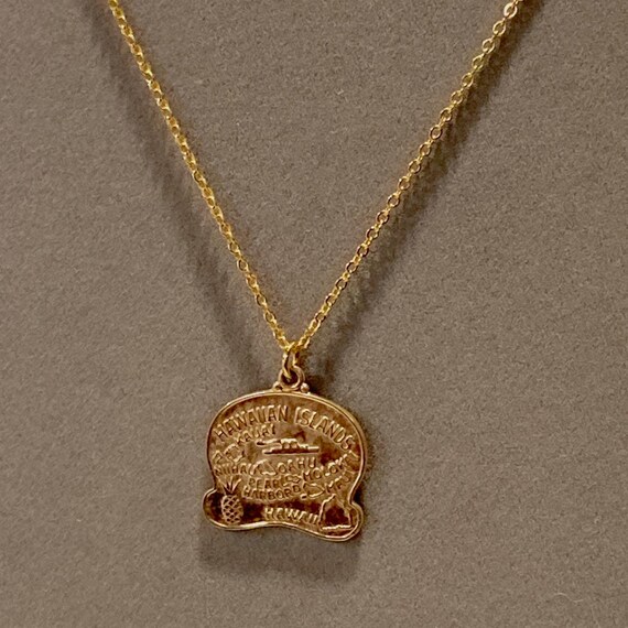 14K Solid Yellow Gold Hawaiian Islands Map Pendant Ch… - Gem