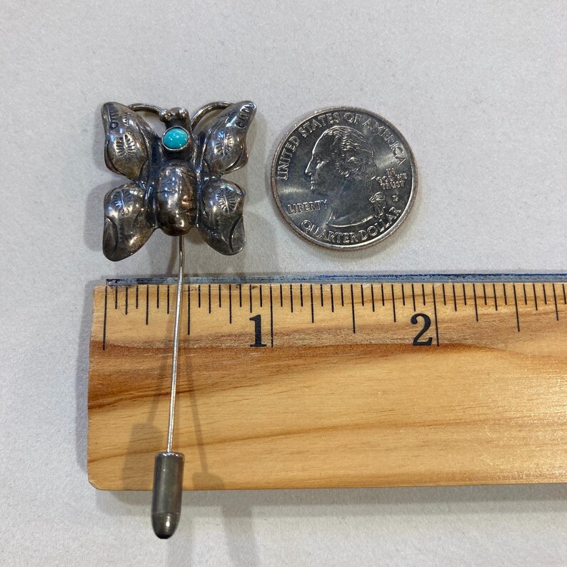Old Pawn Navajo Signed HP (conjoined) Button Turquoise Butterfly ...