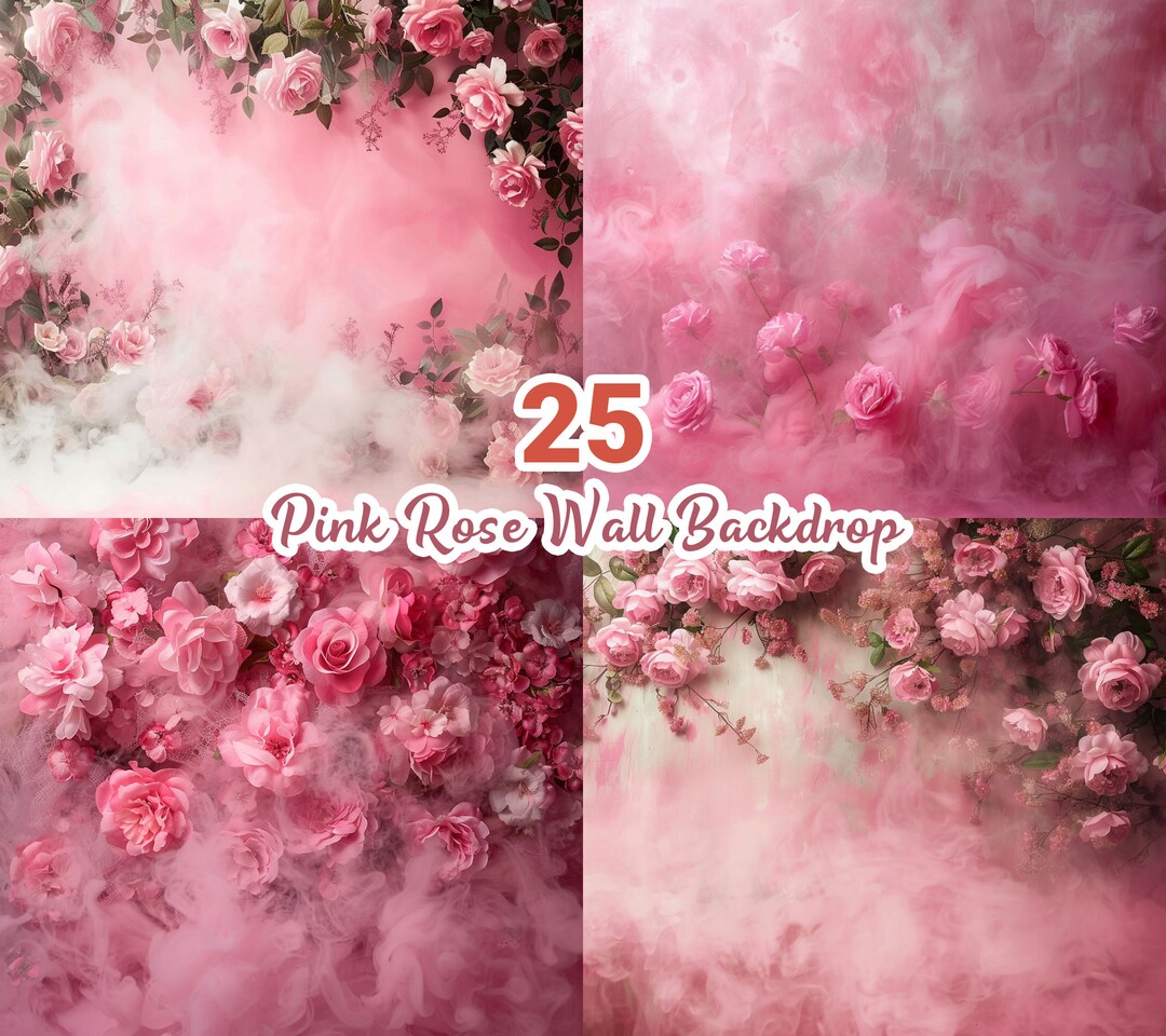 Pink Rose Wall Backdrops, Floral Backdrops, Pink Smoke Studio, Pink ...