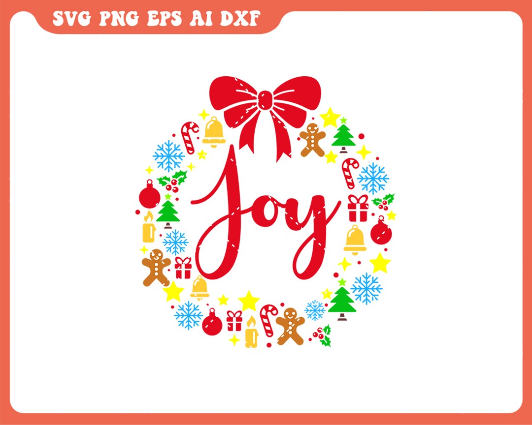 Joy Svg Christmas Wreath Svg Wreath Svg Christmas Floral - Etsy