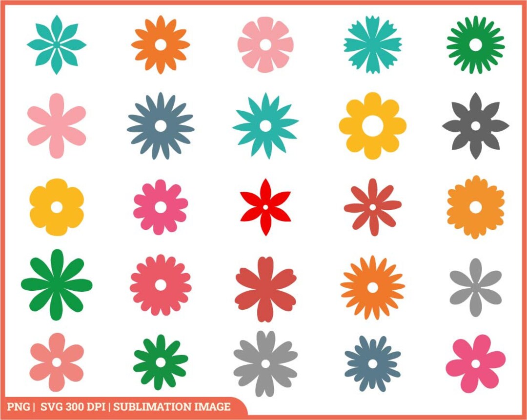 Retro Flower Shapes SVG, Flower SVG, Daisy Flower PNG, Retro Daisy Svg ...