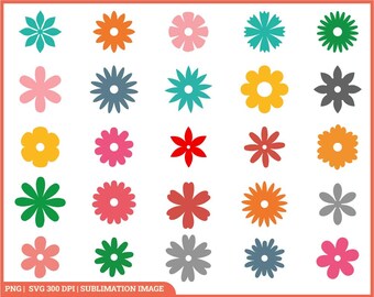 Retro Flower Shapes SVG, Flower SVG, Daisy Flower PNG, Retro Daisy Svg ...
