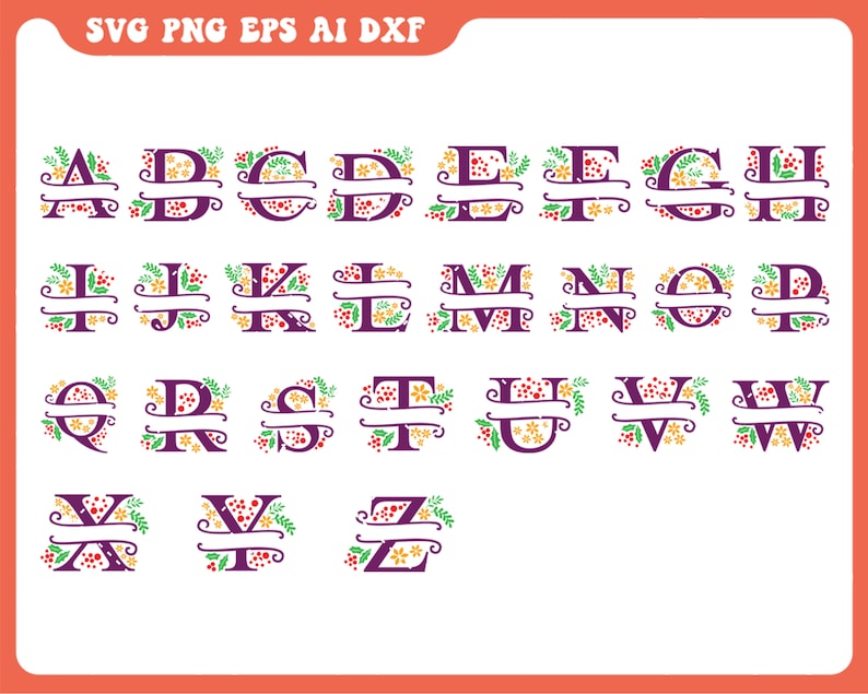 Christmas Split Alphabets SVG Bundle Christmas Split Letters - Etsy