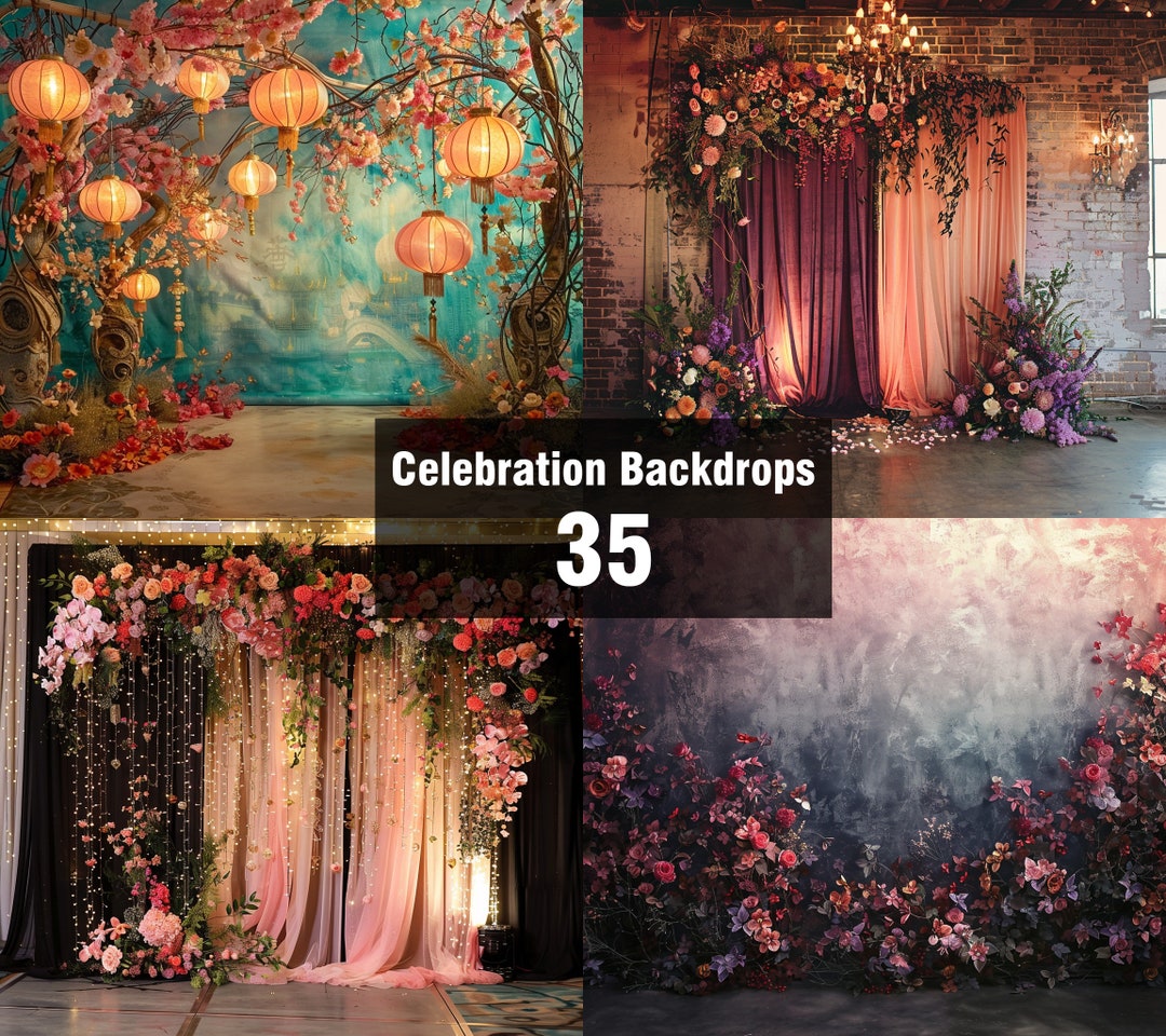 Celebration Digital Backdrops, Party Digital Backdrop Overlays, Wedding ...
