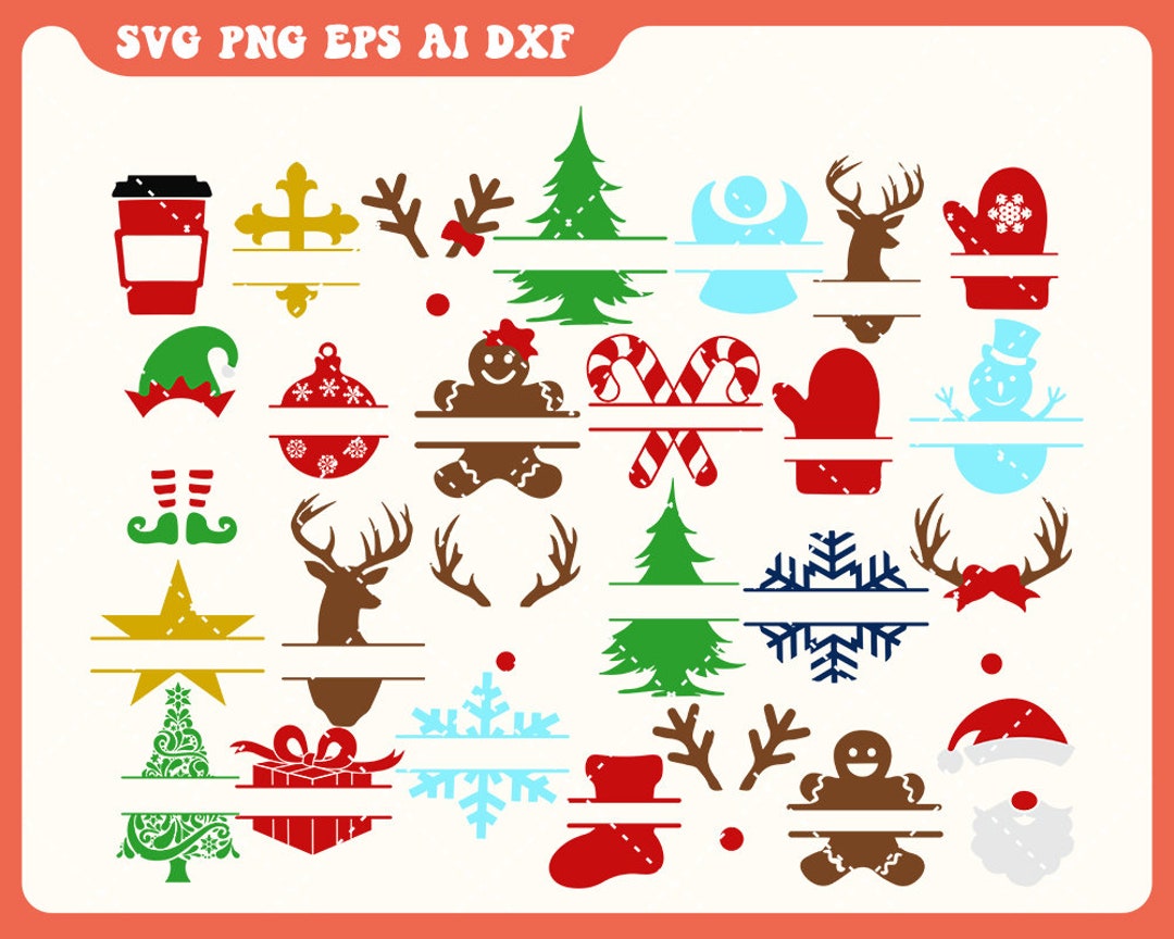 Christmas Name Frames Png, Split Name Frames Png, Christmas Elements ...