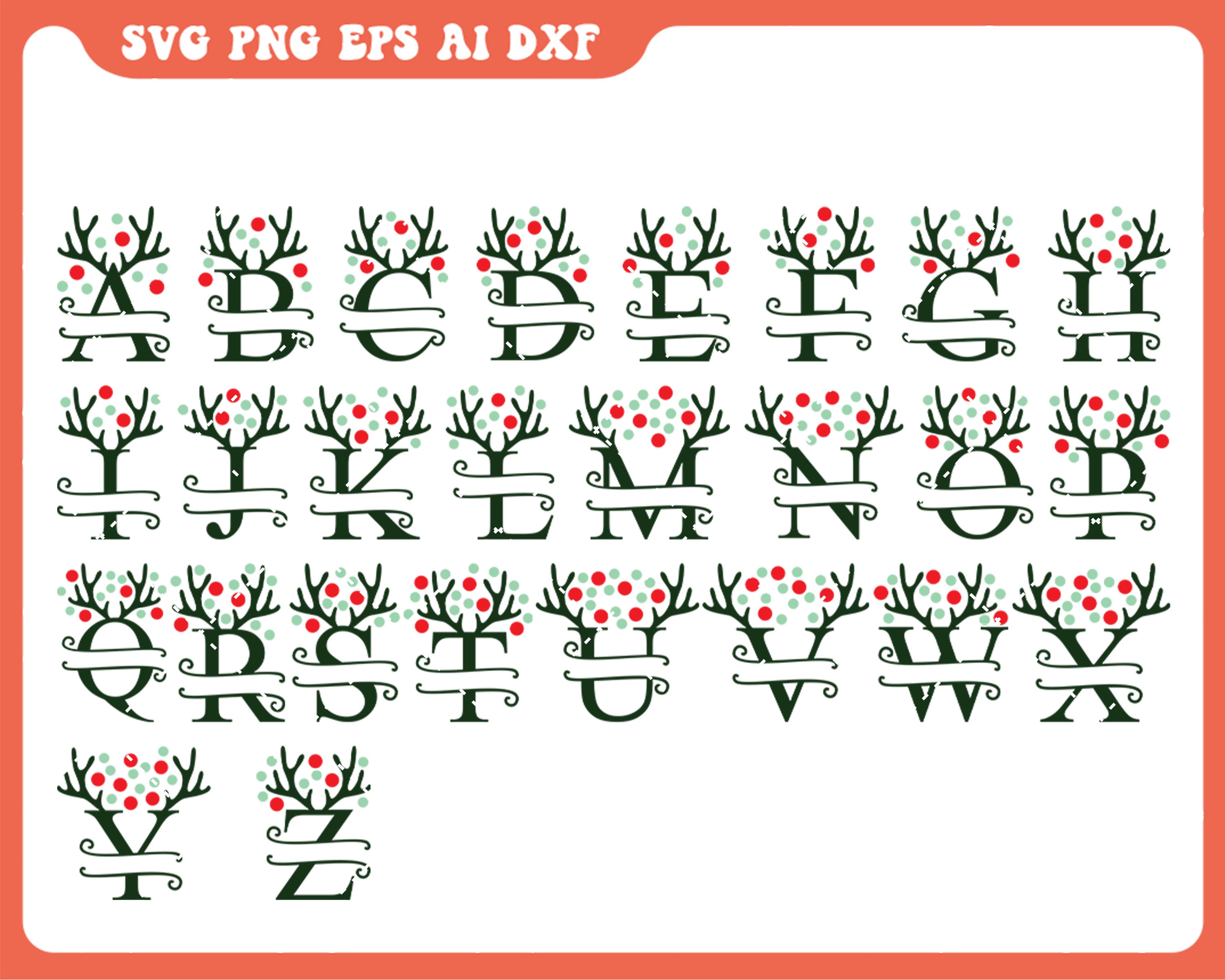 Christmas Split Letters SVG Bundle, Christmas Split Alphabet, Christmas ...