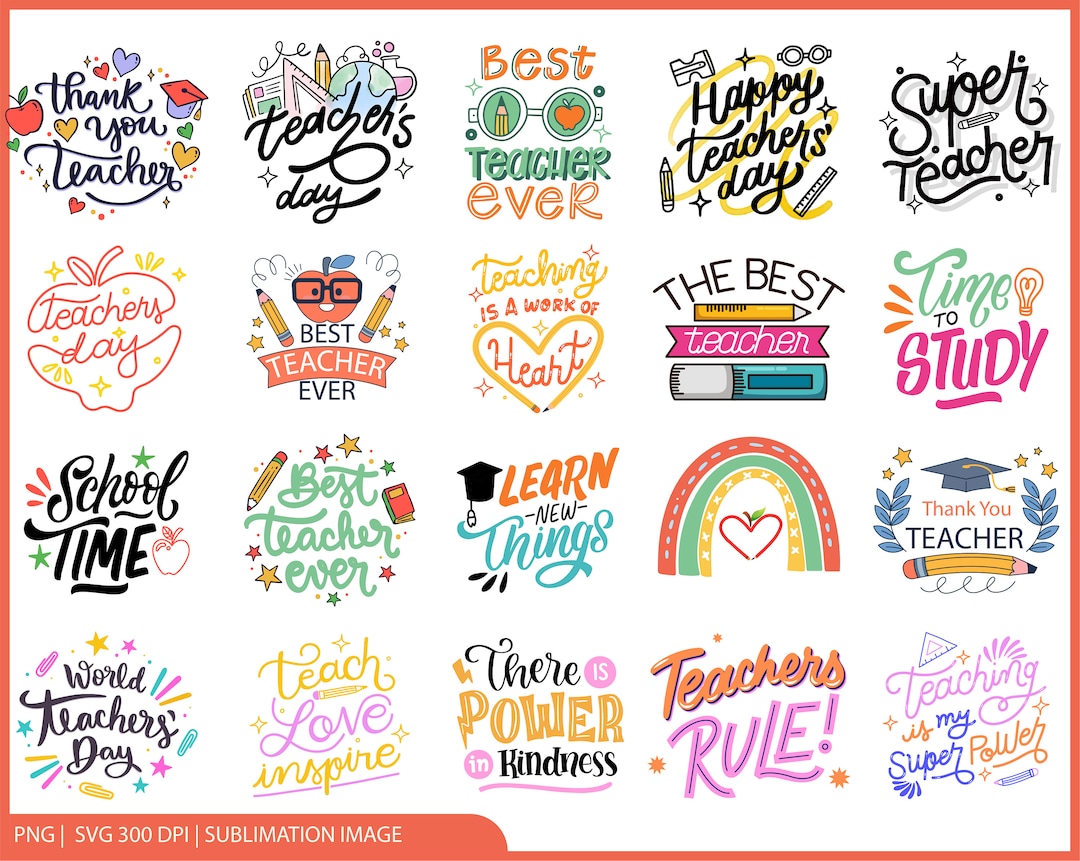 Teacher Svg Bundle, Teacher Day Svg, Teacher Appreciation Svg, Teacher ...