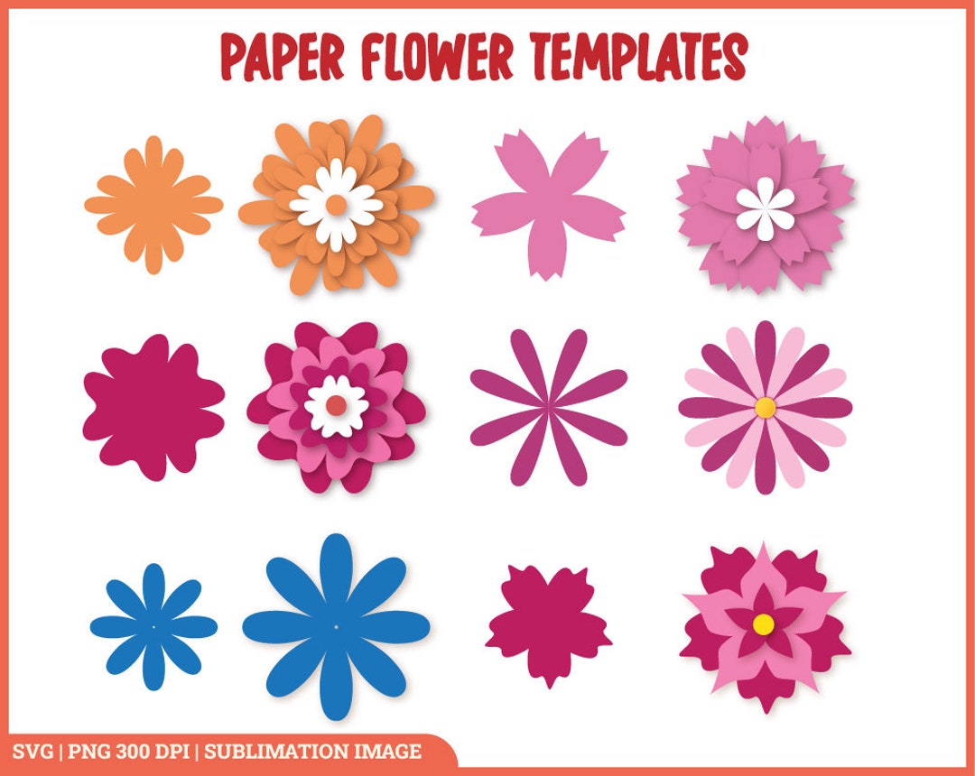 Small Paper Flower Template Svg, Paper Flower Petal Template Svg, DIY ...