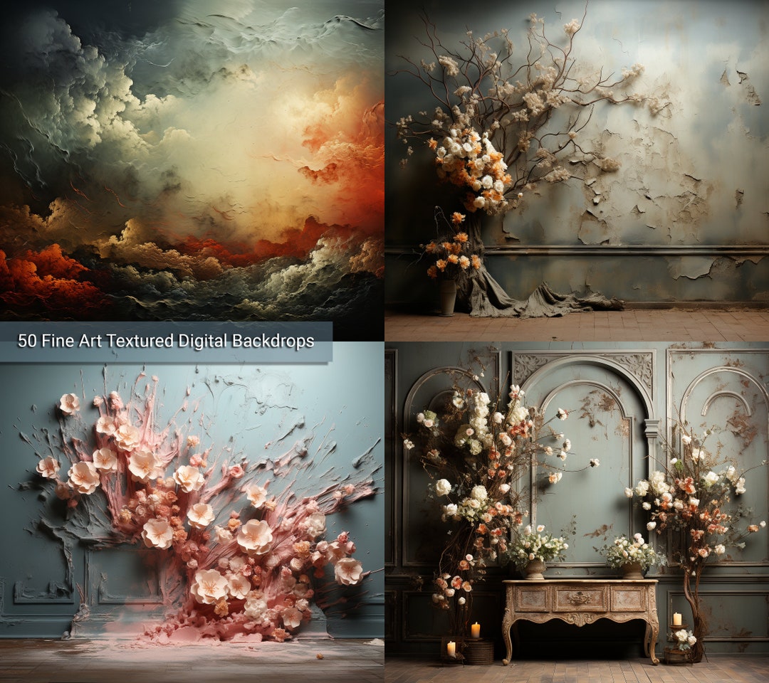 50 Fine Art Textures, Portrait Background Photoshop Overlays, Textures ...