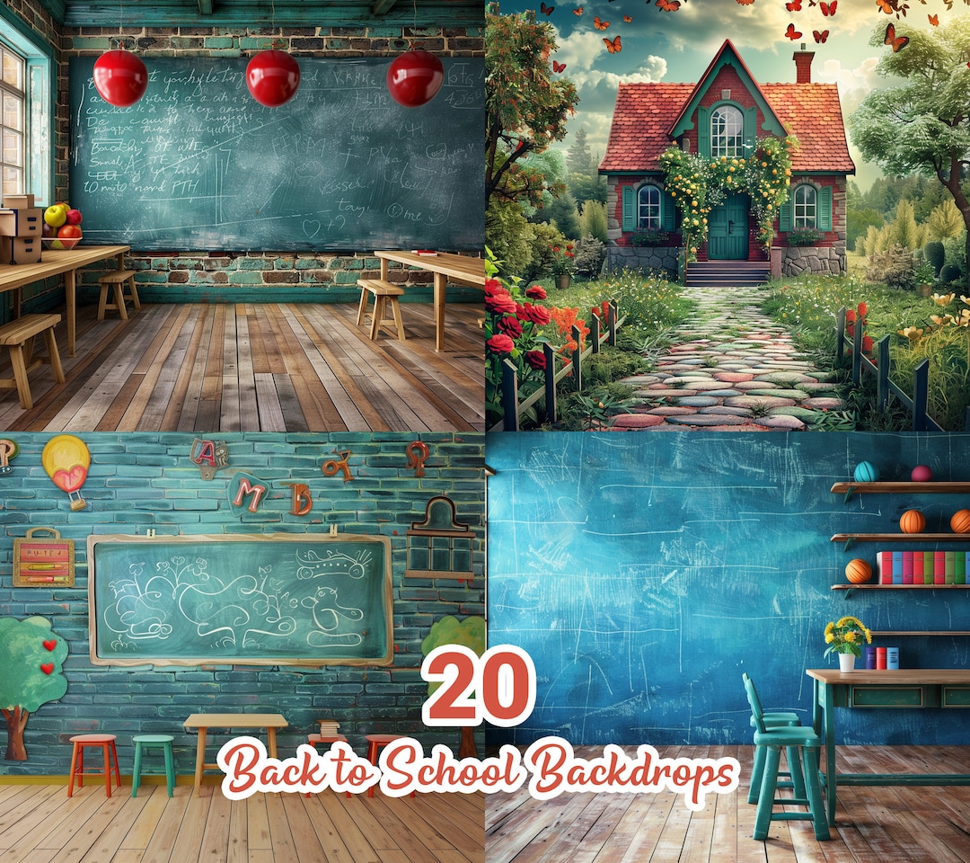 Back to School Digital Backdrops, Middle School Backgrounds for ...