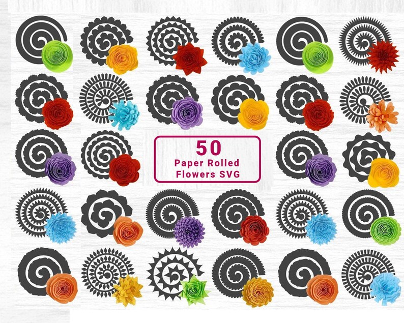 Rolled Flower Svg Rolled Flower Template Paper Flower 3d - Etsy Australia