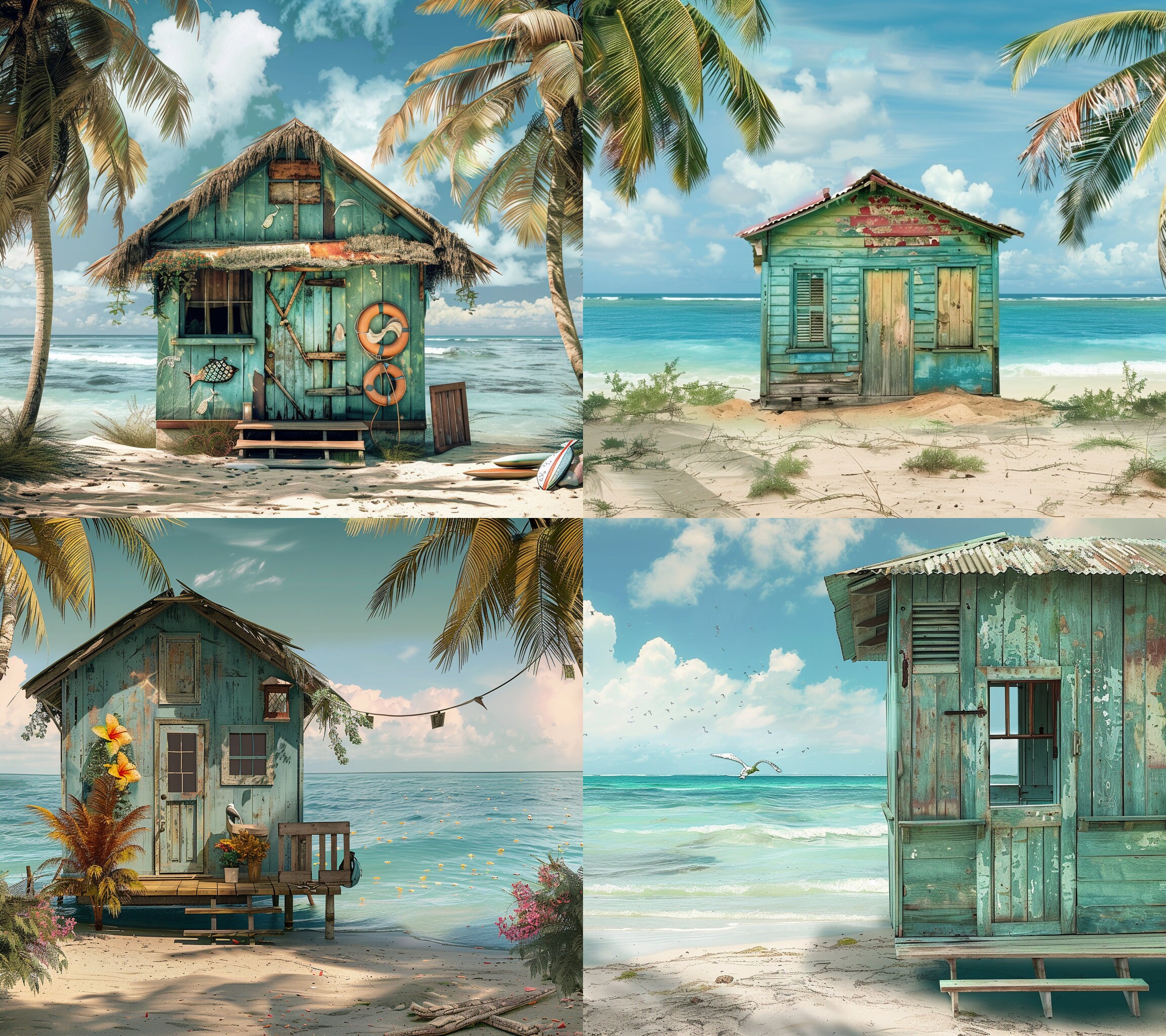 Beach Shack Digital Backdrops, Summer Beach Composite Photos Background ...