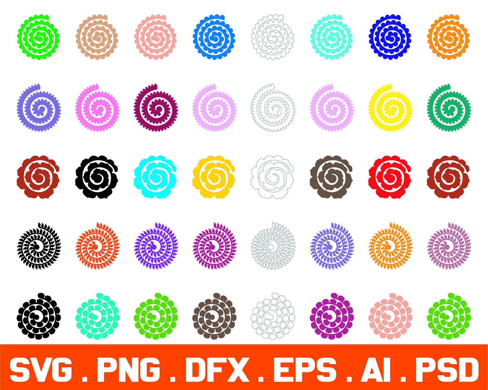Flor enrollada Svg Flor de papel Svg Flor Svg Clipart de - Etsy España