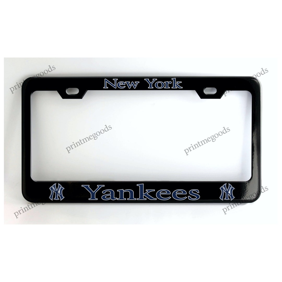 New York Yankees Serif Font License Plate Frame Black Powder Coated ...