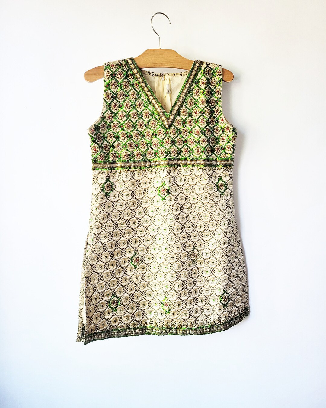 Vintage Beaded Dress India Dress Boho Hippie Dress Indian Tunic 90s ...