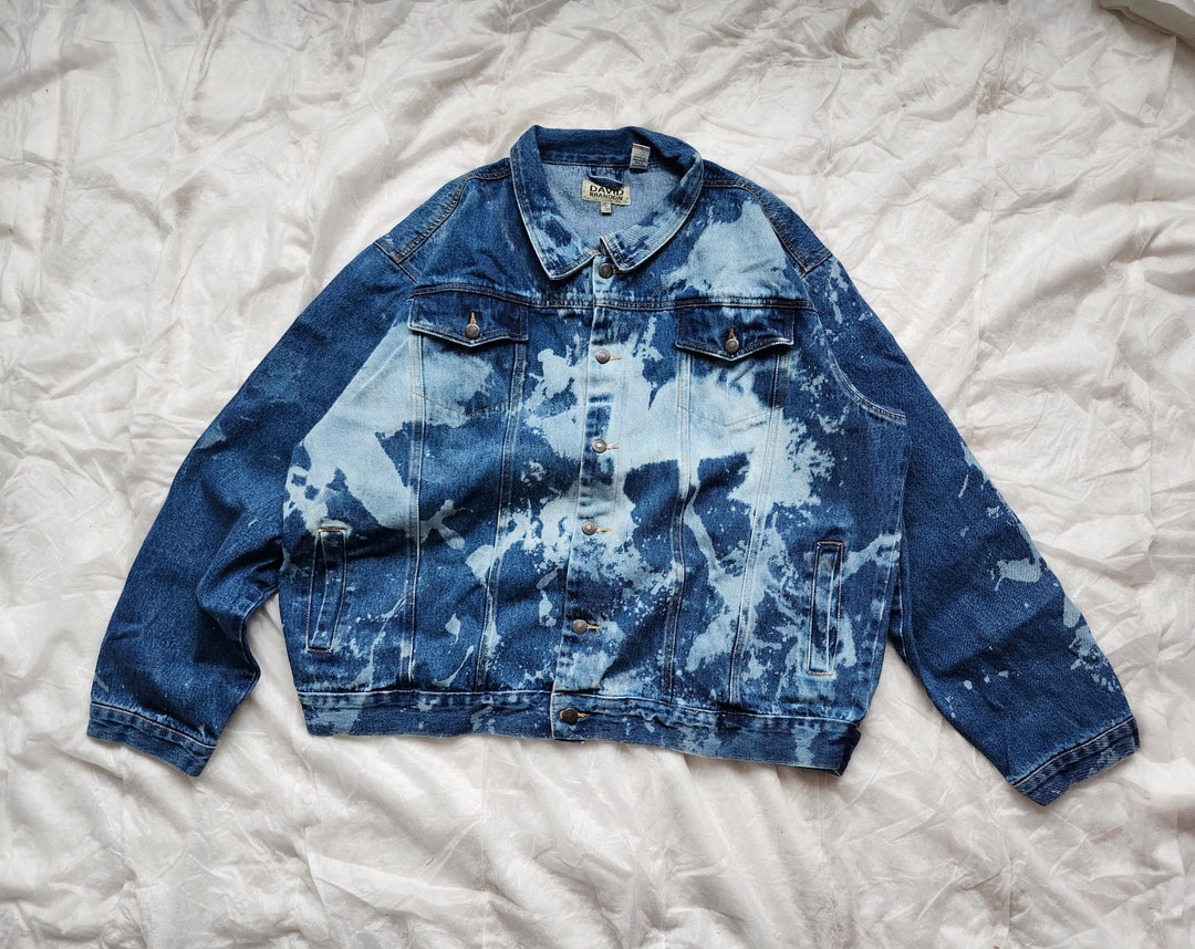 90s Jeans Jacket Oversize Denim Jacket DIY Bleach Jacket Grunge Hippie ...