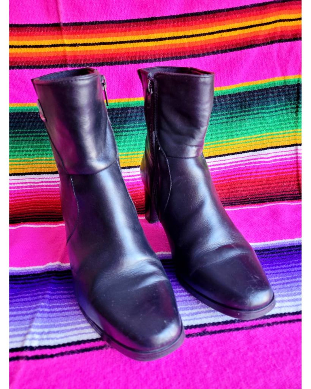 Y2k Black Leather Ankle Booties Black Leather Zip up Boots Fall Boots ...