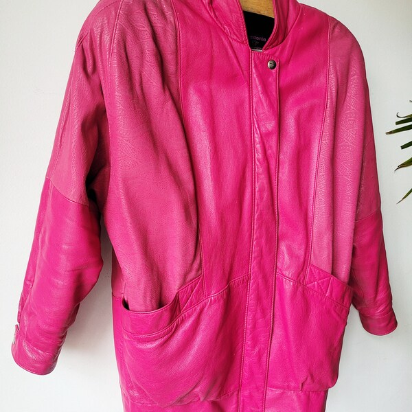 Pink Leather Jacket - Etsy