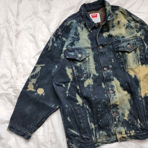 90s Bleach Jeans Jacket Vintage Jeans Jacket Oversize Jeans Jacket 90s ...