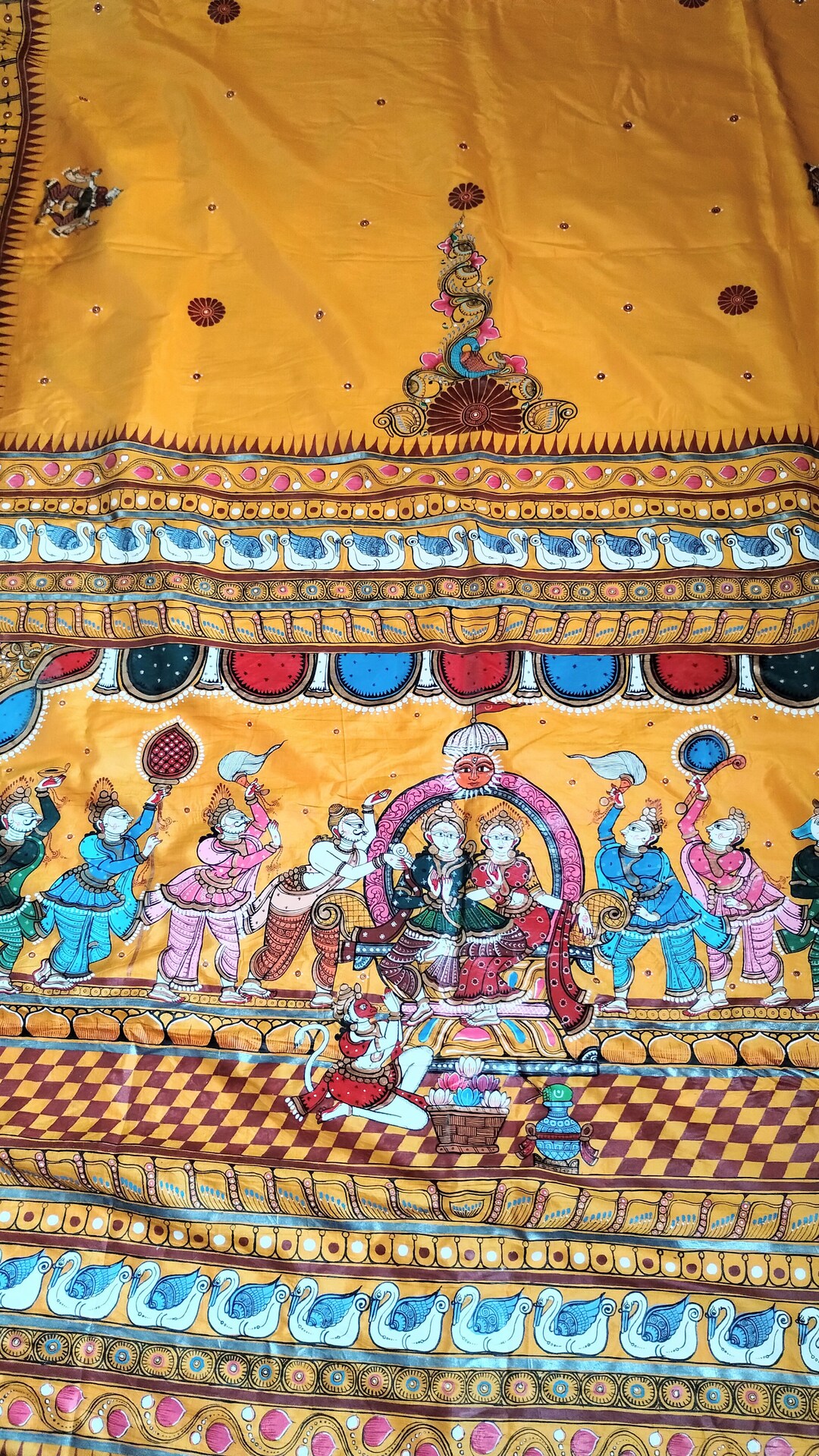 Pure Silk Ramayan Theme Hand Painted Patachitra Saree With Blouse Piece ...