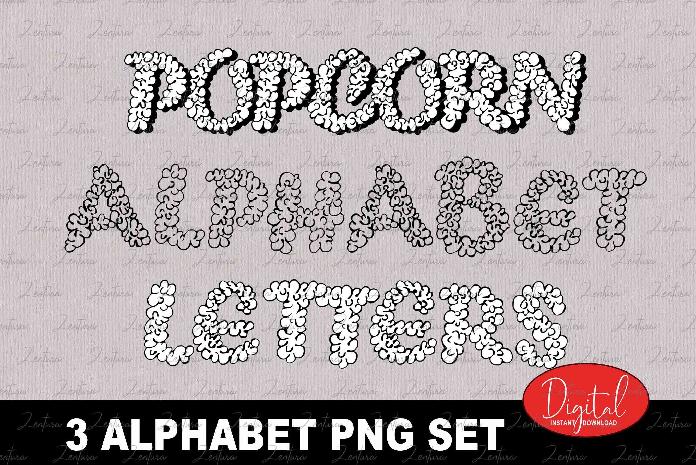 Popcorn Letters PNG Popcorn Alphabet Clip Art PNG Popcorn - Etsy Australia