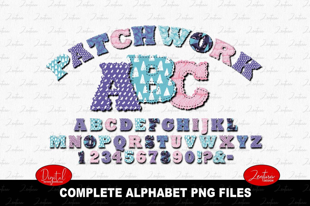 Patchwork Alphabet Letters PNG Patchwork Alphabet Clip Art - Etsy
