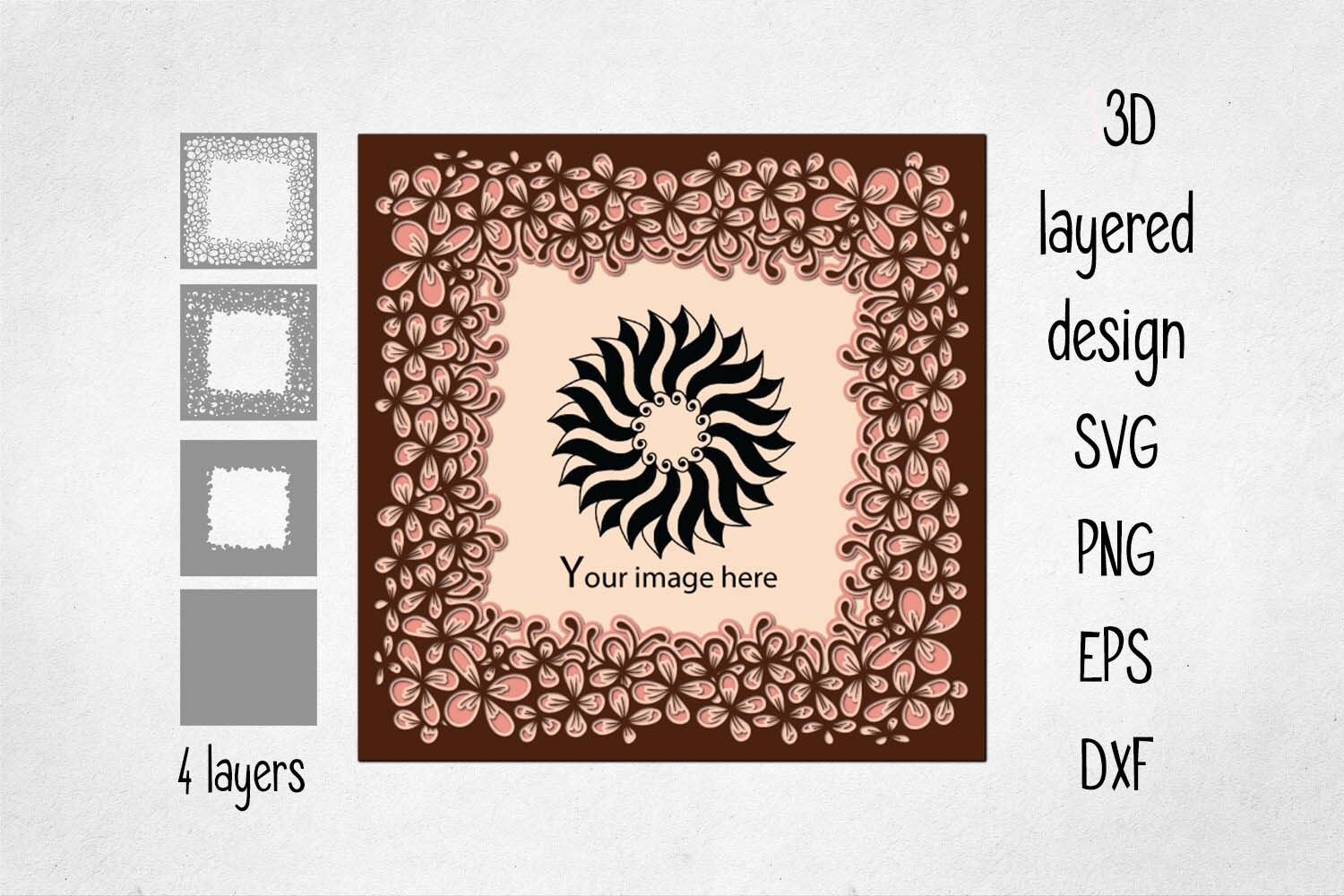 Layered Square Frame Svg Eps Png Dxf Files Instant - Etsy Ireland